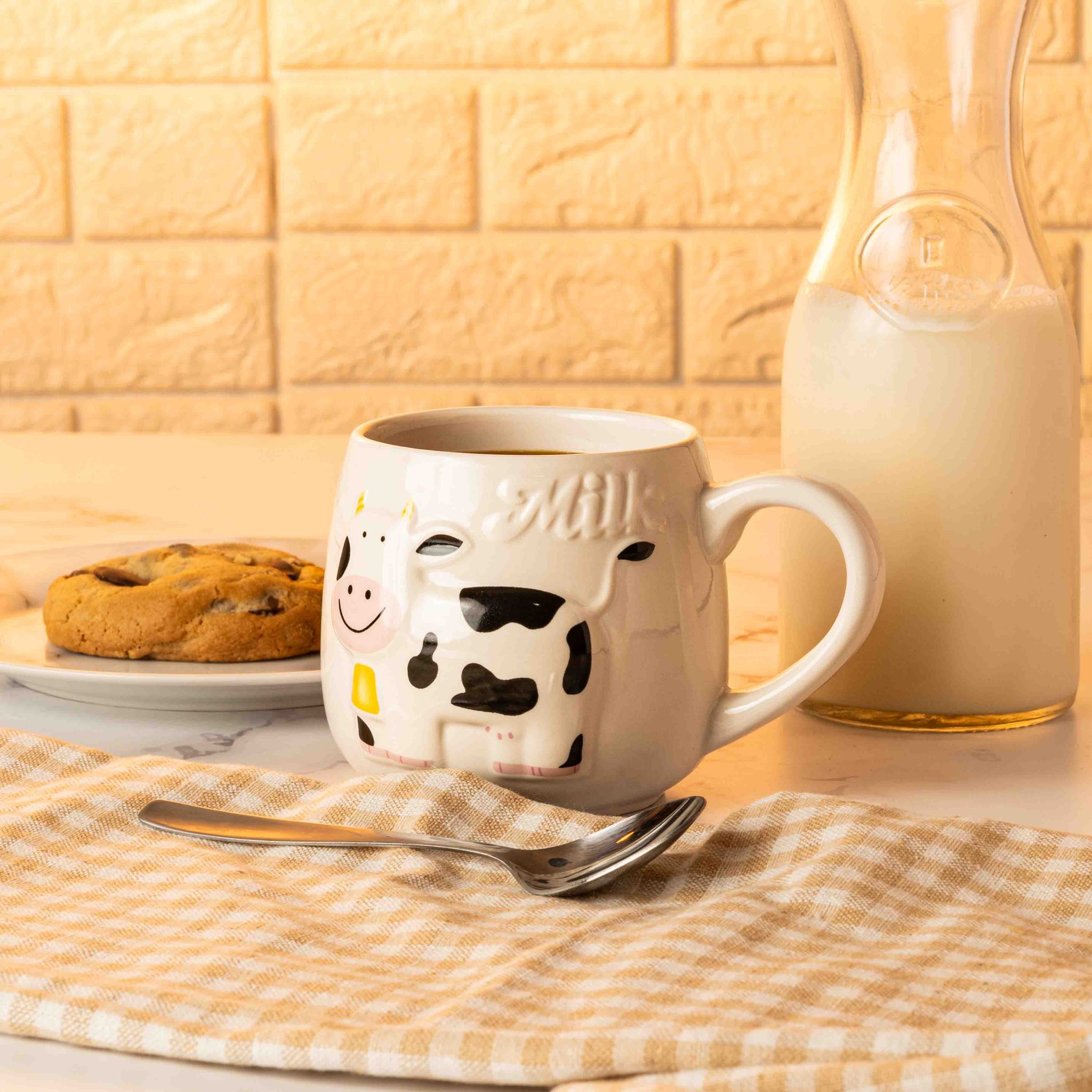 Taza Cerámica Diseño Vaca Relieve Milk – Tienda Animanía