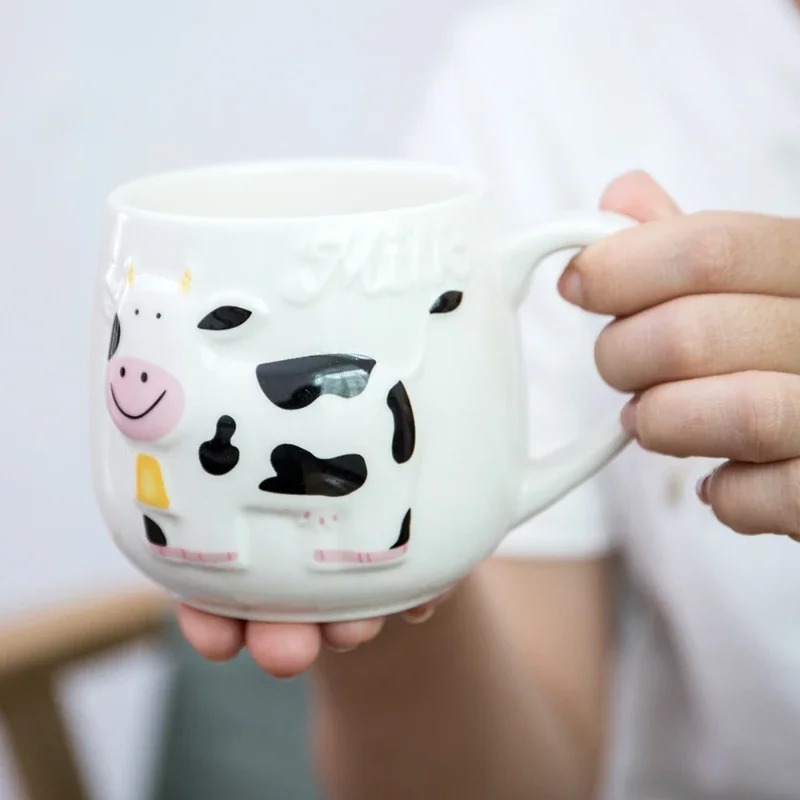 Taza Cerámica Diseño Vaca Relieve Milk – Tienda Animanía